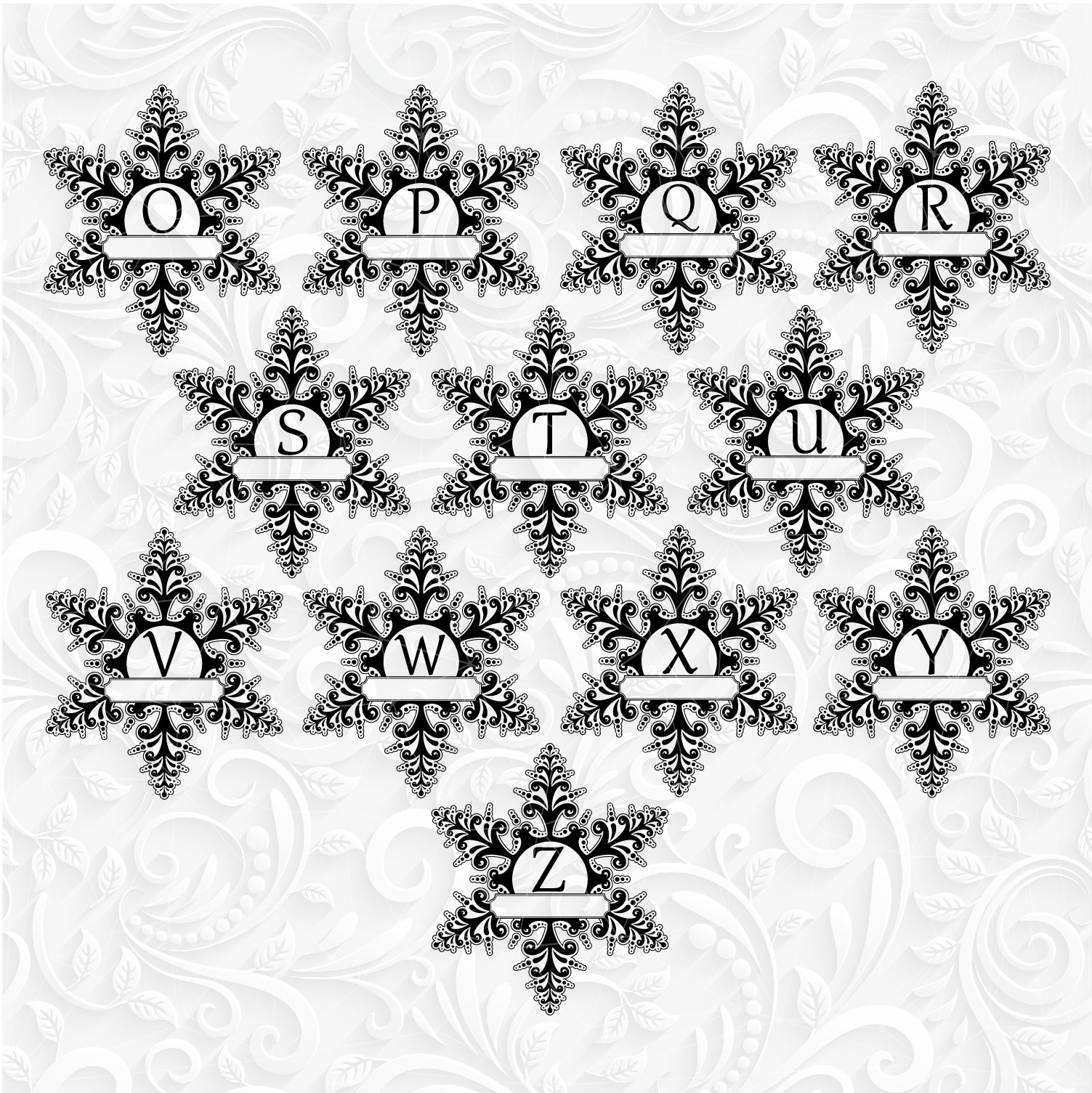 Christmas Snowflake Split Monogram SVG. Christmas Split | Etsy