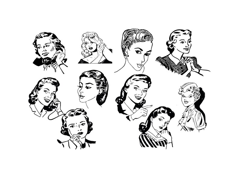 Retro Woman SVG, PNG Bundle, Retro Woman 20 Files, Housewife Clipart ...