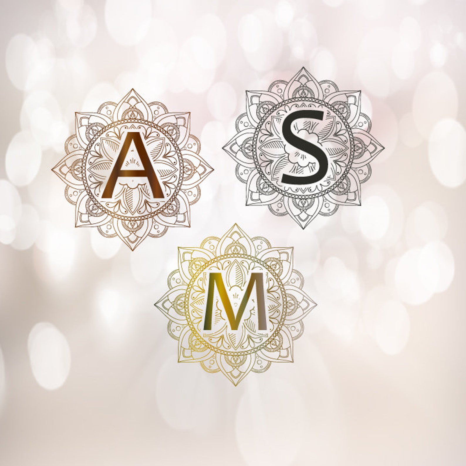 Monogram SVG Mandala Monogram Digital Design Png Eps Dxf. | Etsy