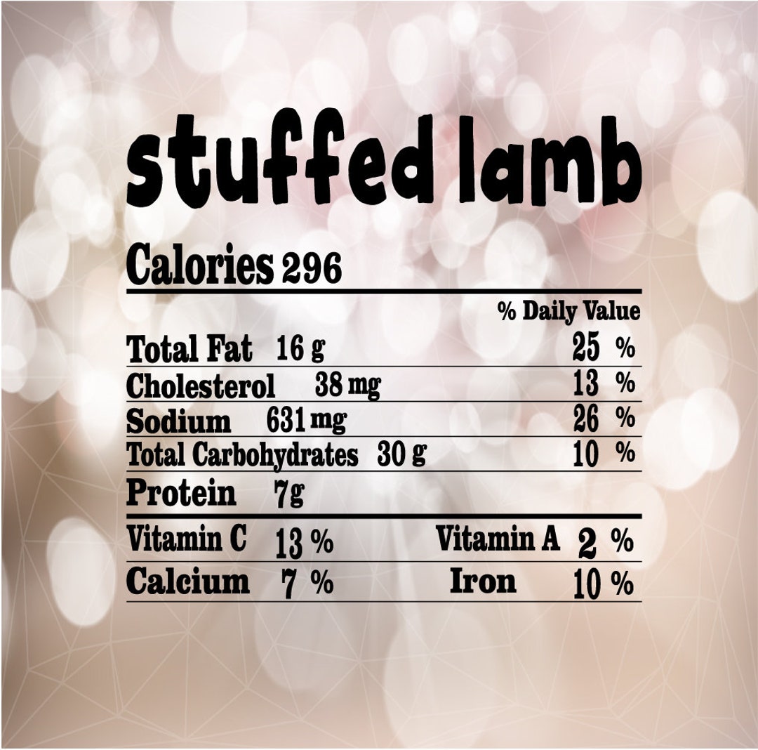 Easter Nutrition Facts Svg, Easter Stuffed Lamb Svg, Stuffed Lamb Svg ...