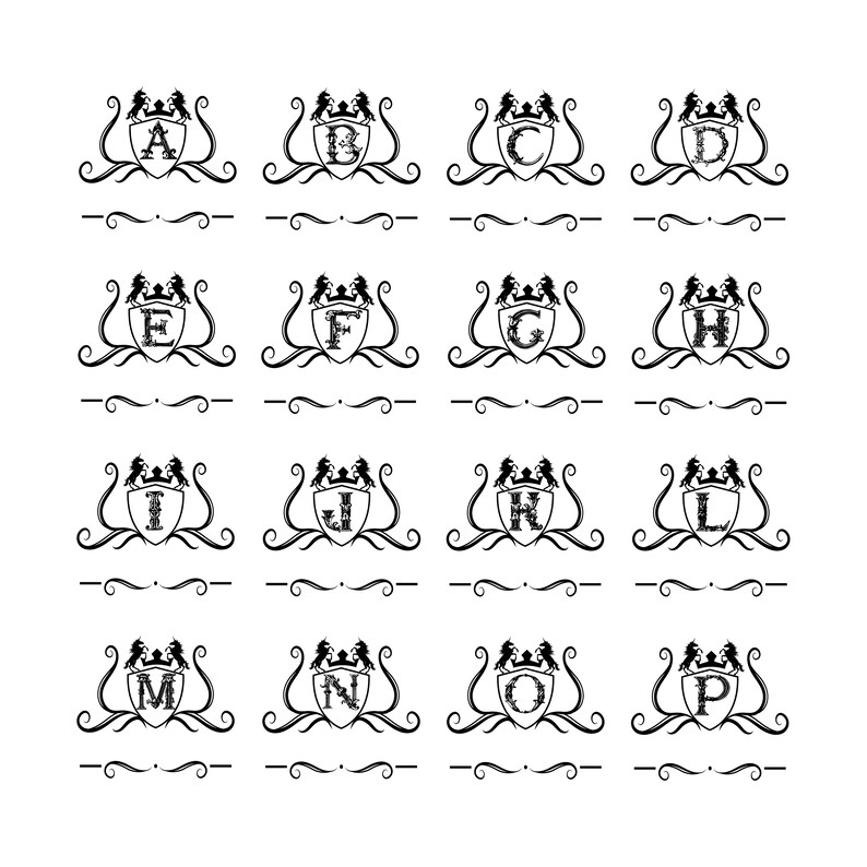 Royal Monogram Svg, Eps, Png, Dxf. Royal Split Monogram and Alphabet ...