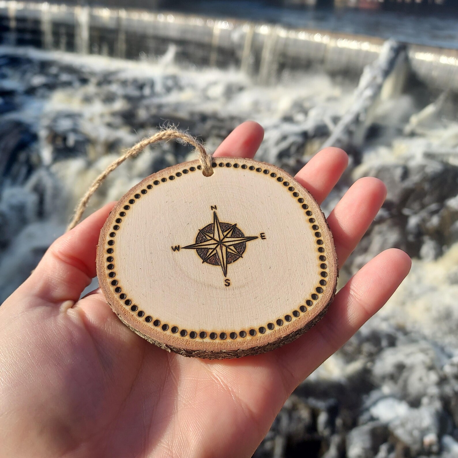 Wood Burned Compass Rose Ornament - Etsy