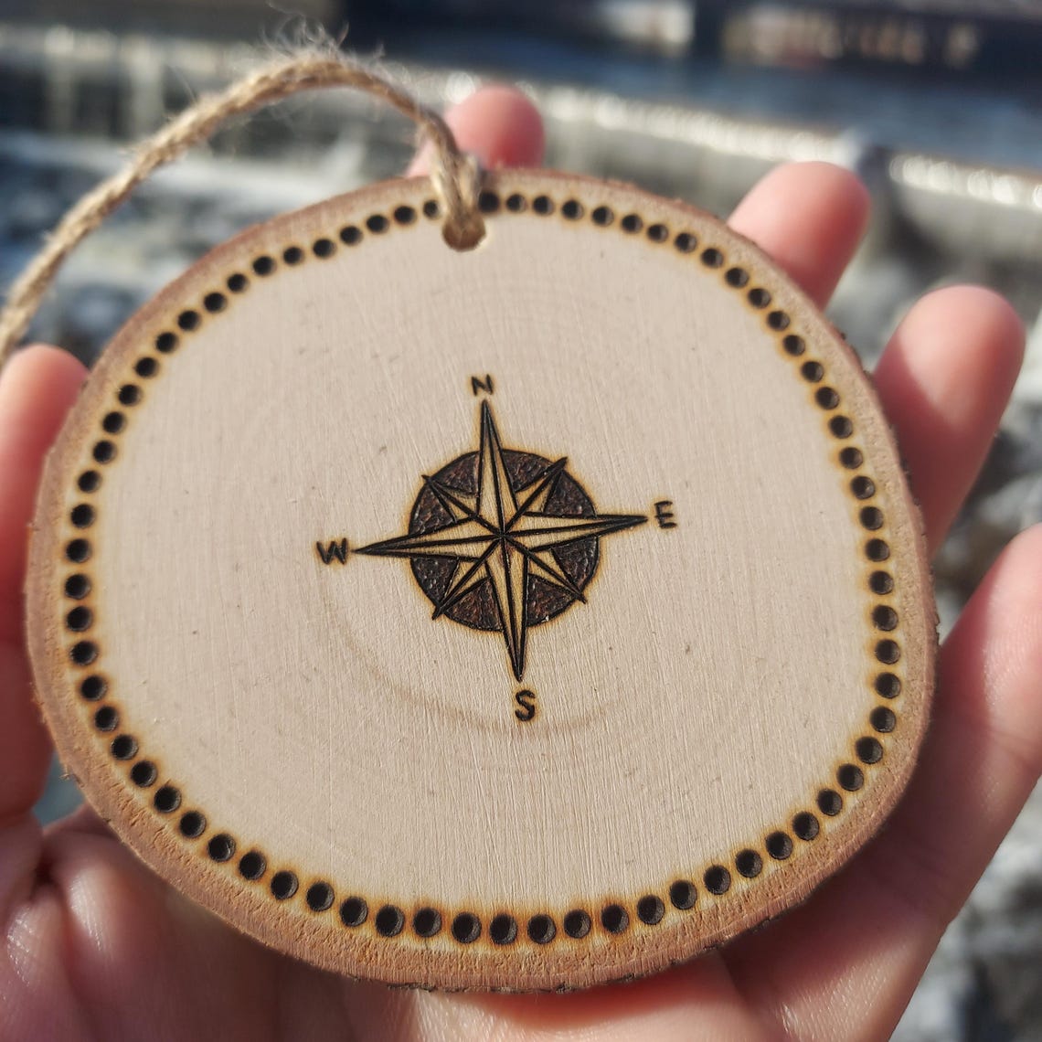 Wood Burned Compass Rose Ornament - Etsy