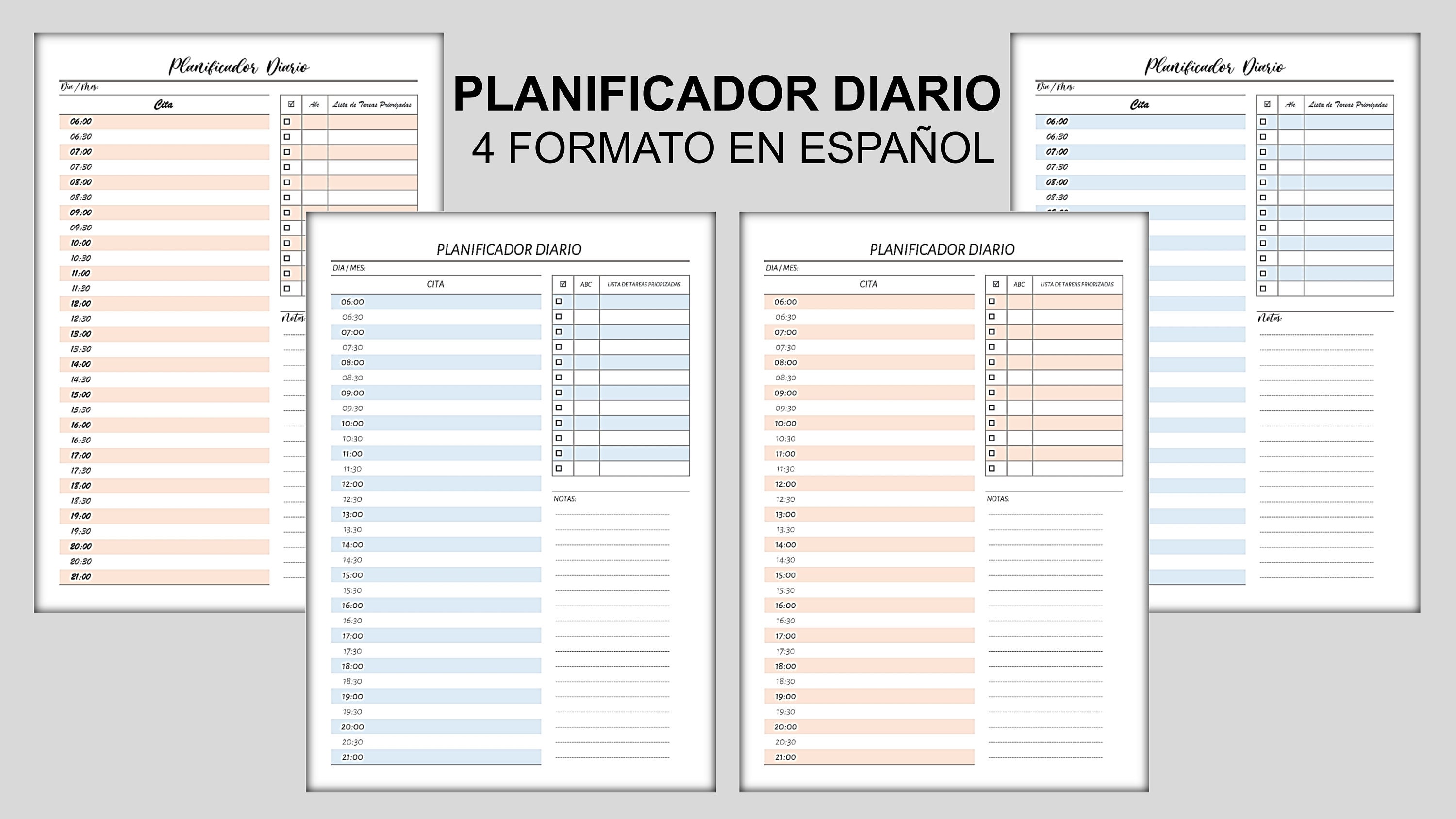 Planificador Diario Ingles Español Daily Planner Printable - Etsy