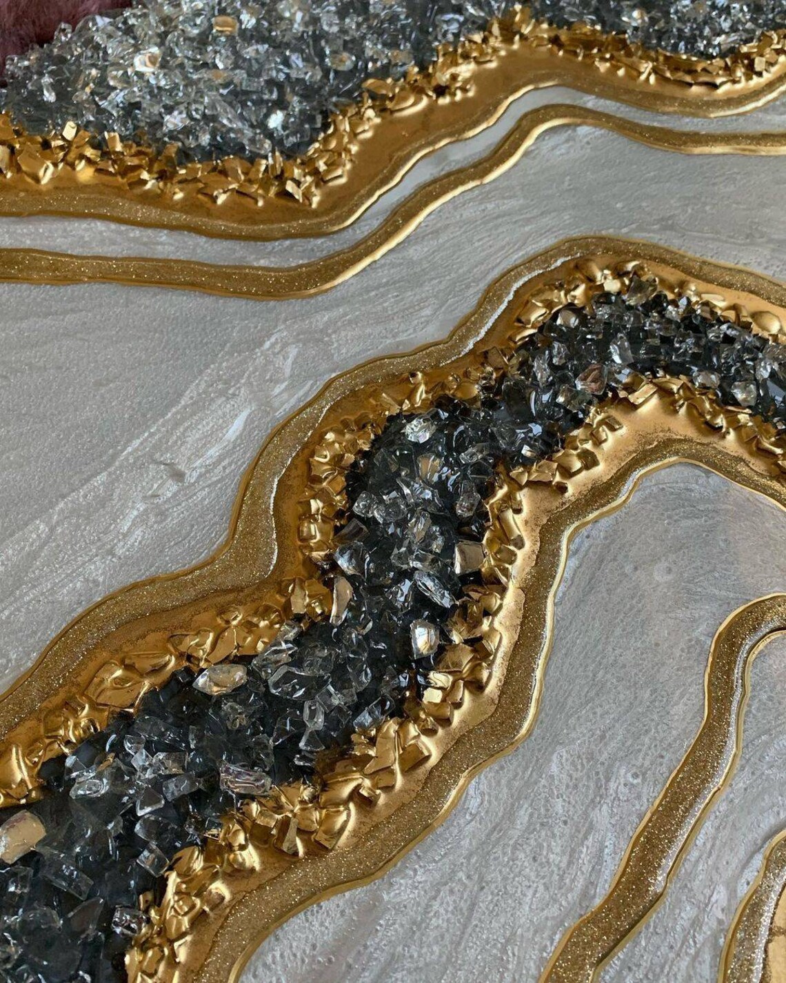 FREE SHIPPING Luxury Resin Geode Wall Art, Real Crystals Details - Etsy