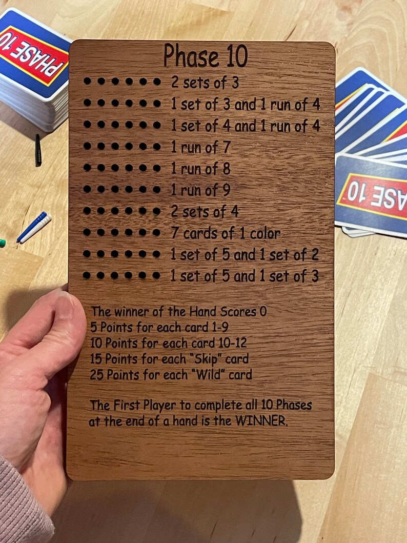 Phase 10 Game Board 6 Player - Custom Made - FREE Personalization ...