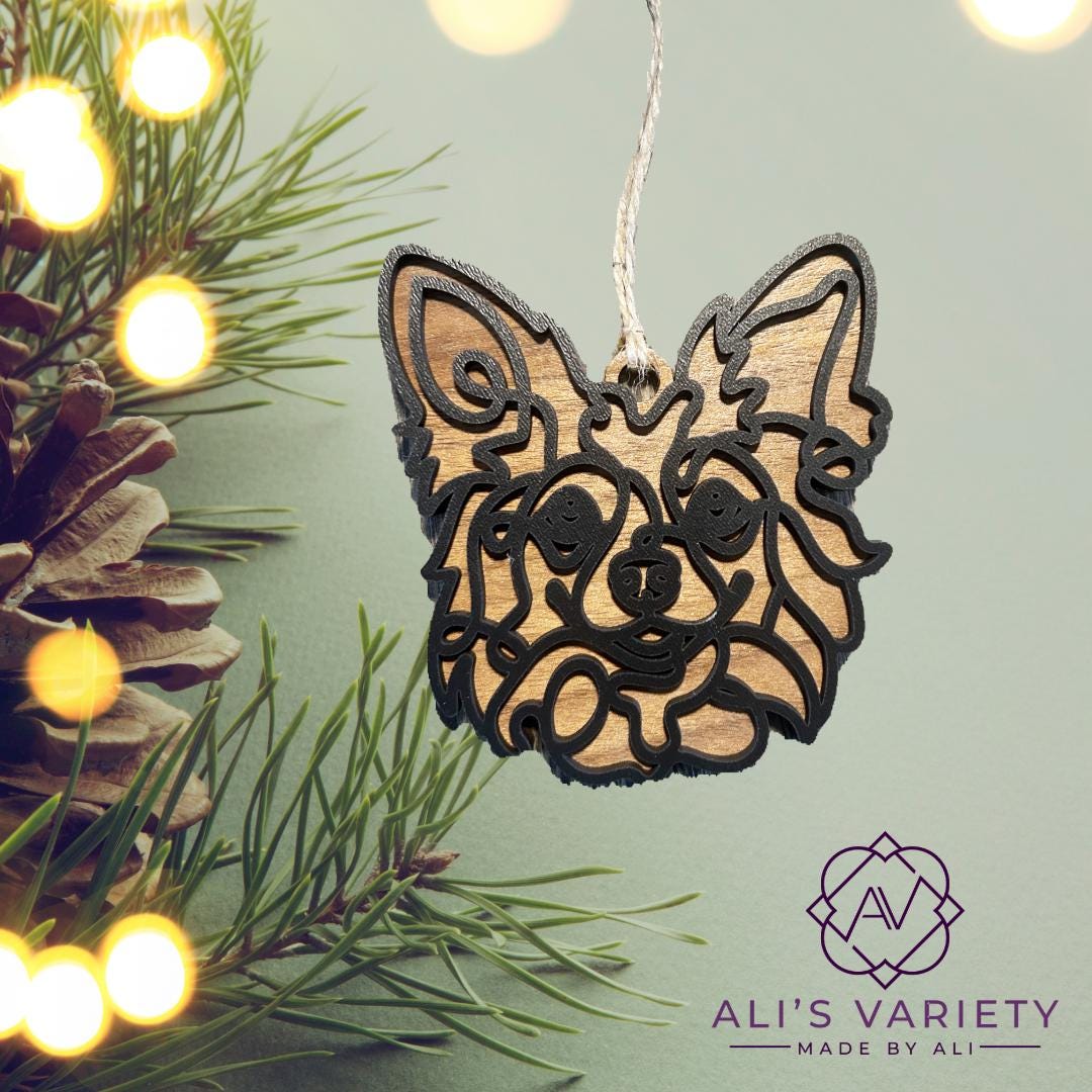 Papillon Gifts, Papillon Dog Ornament, Pet Ornament, Modern Line Art ...
