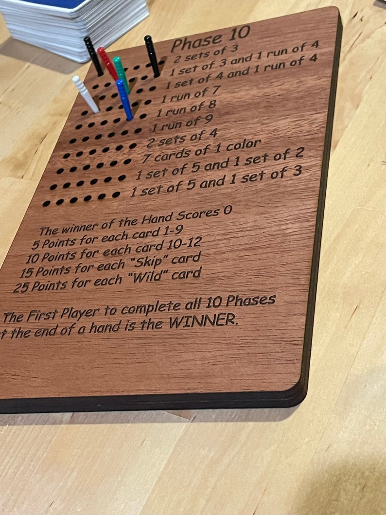 Phase 10 Game Board 6 Player - Custom Made - FREE Personalization ...
