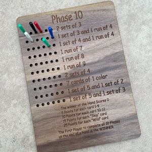 Phase 10 Game Board 6 Player - Custom Made - FREE Personalization ...