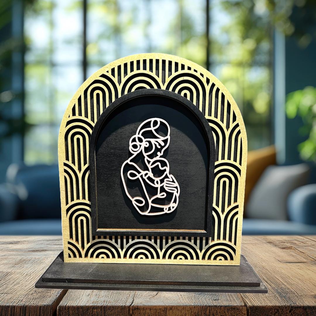 Art Deco Mother and Baby Shelf Sitter: Rose Gold Line Art - Etsy