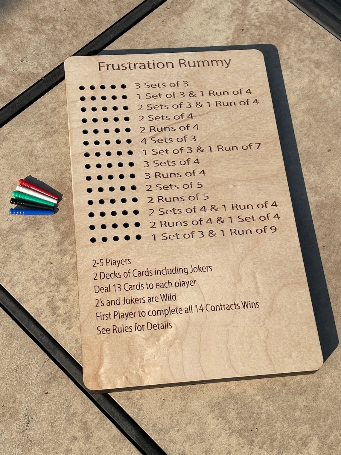 Frustration Rummy Game Board 5 Player - Custom Made - FREE ...