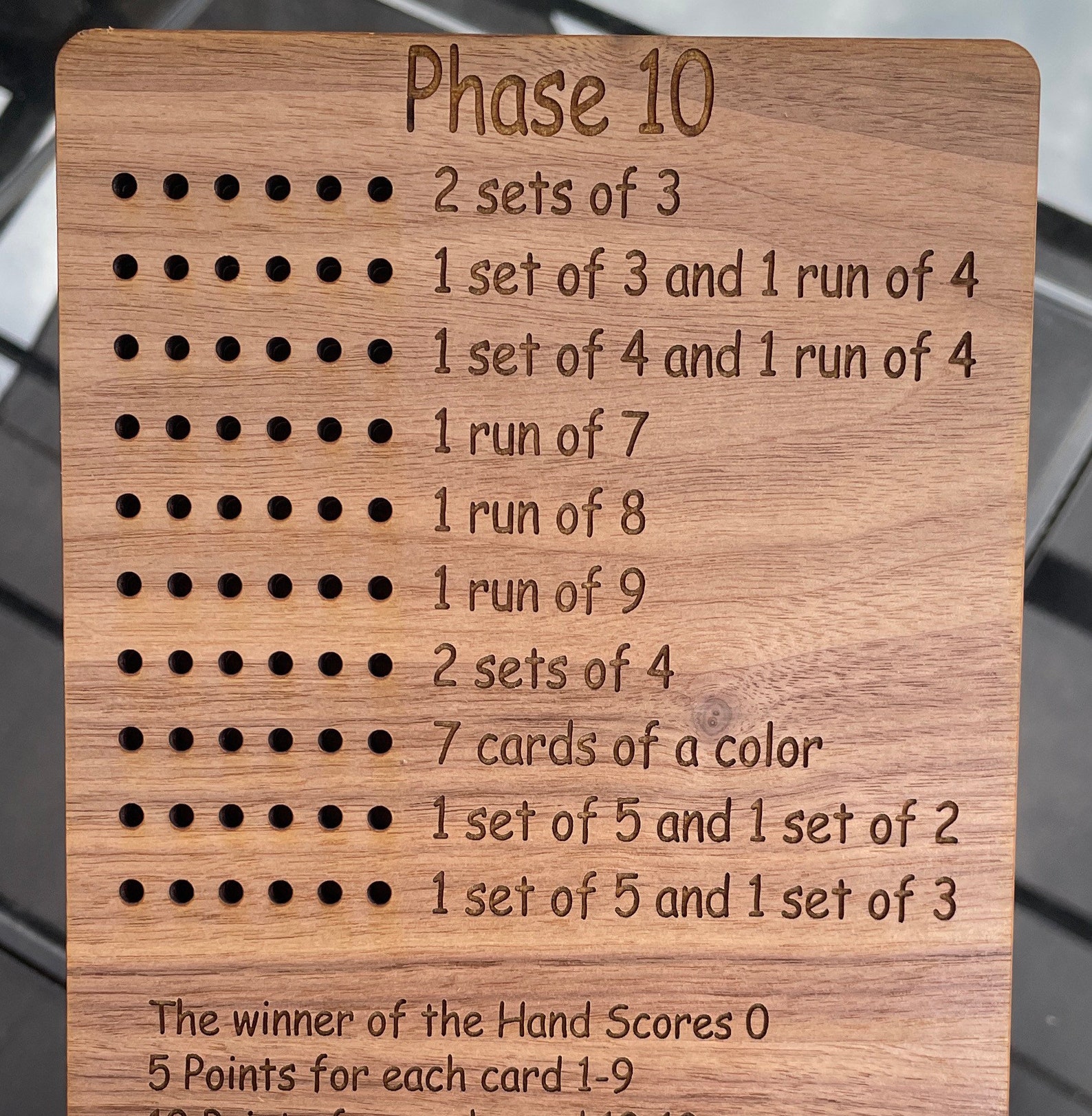 Phase 10 Game Board 6 Player Custom Made FREE - Etsy