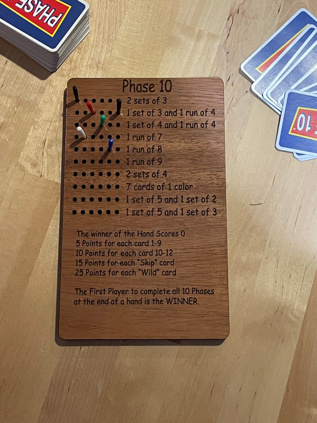 Phase 10 Game Board 6 Player - Custom Made - FREE Personalization ...