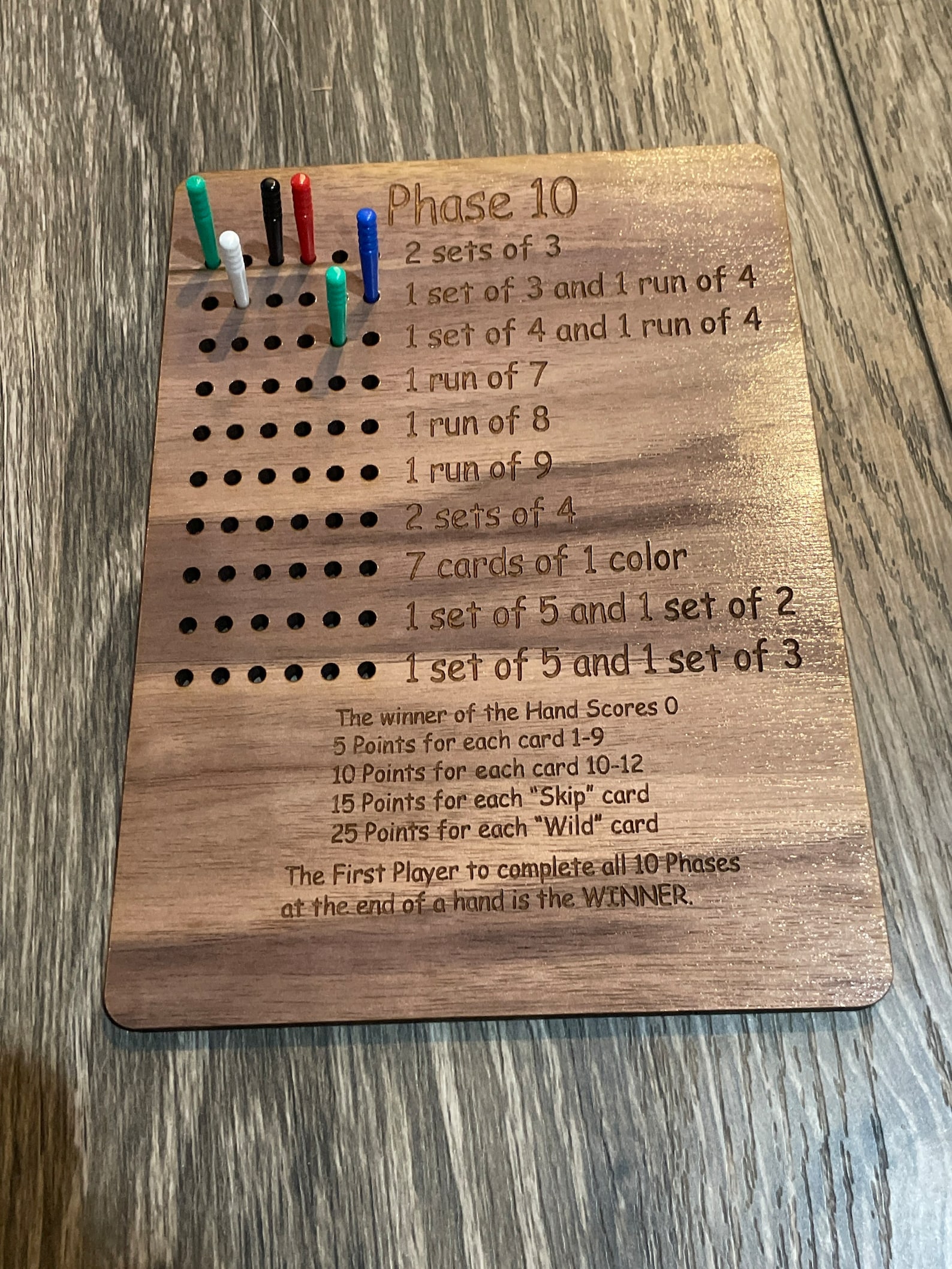 Phase 10 Game Board 6 Player Custom Made FREE - Etsy Canada
