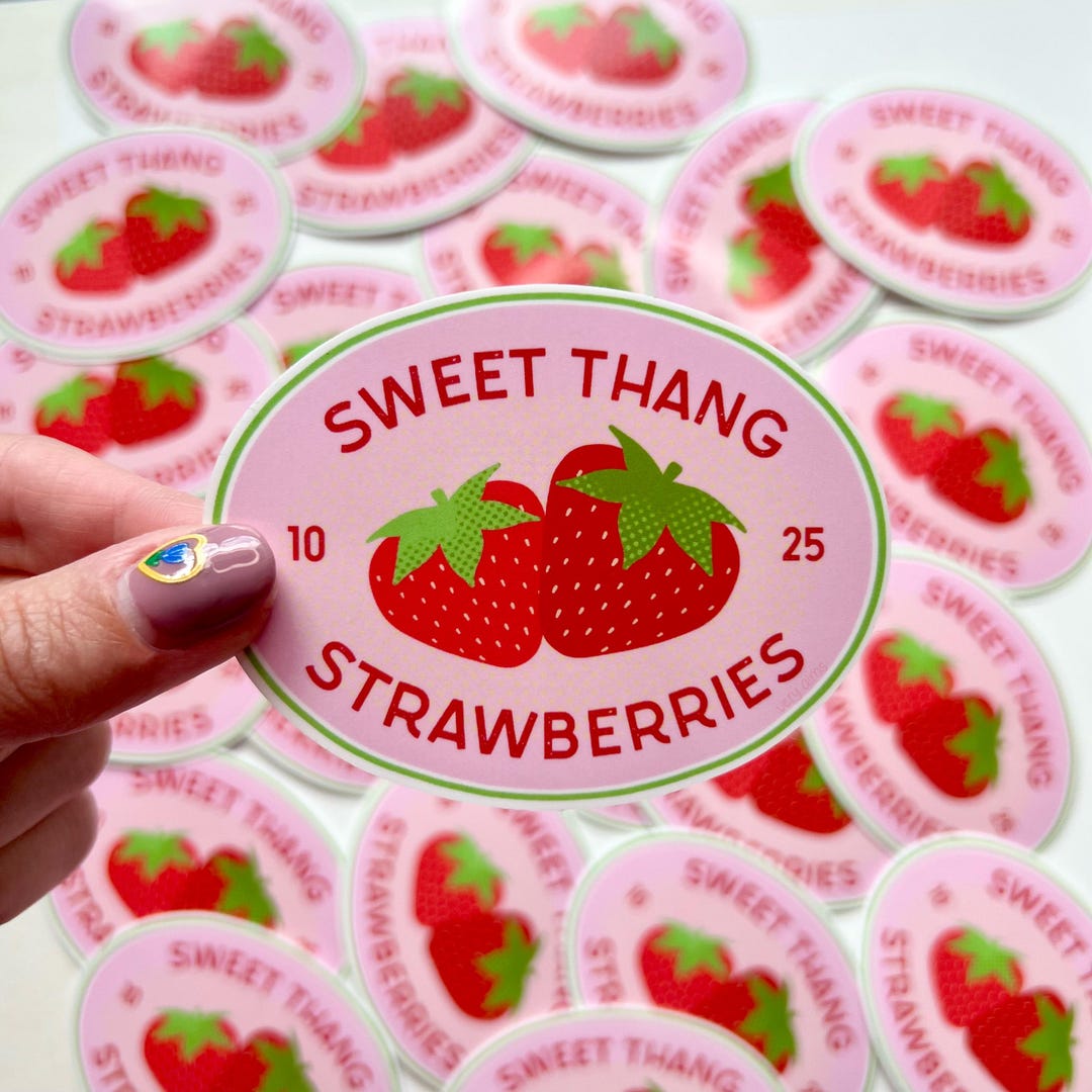 Sweet Thang Strawberries Sticker, Fruit Label Die Cut - Etsy