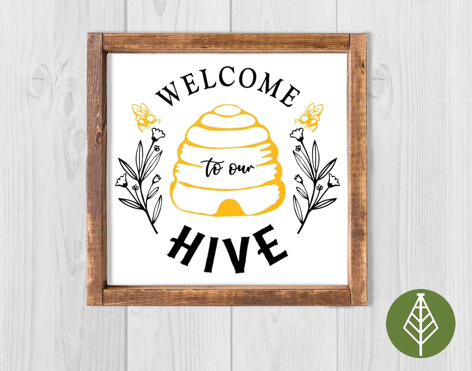 Welcome to Our Hive SVG, Welcome Porch Sign, Bee Round Sign, Floral ...