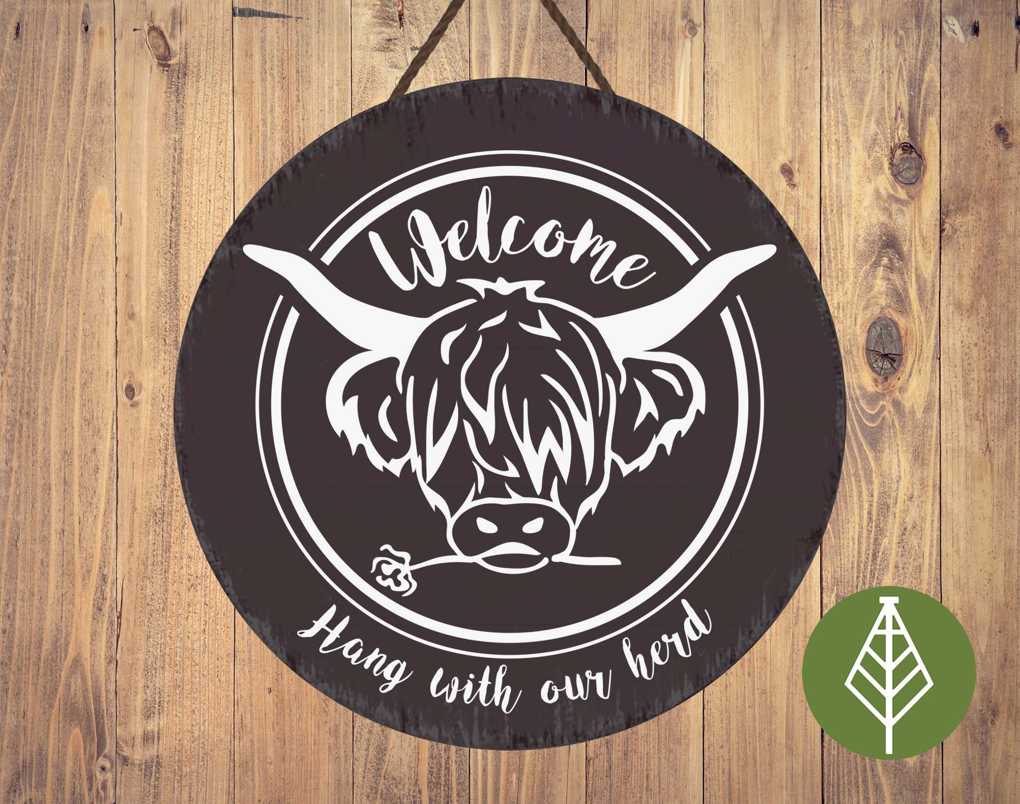 Highland Cow Welcome SVG, Hang With Our Herd Door Sign, Cow Head Cricut ...