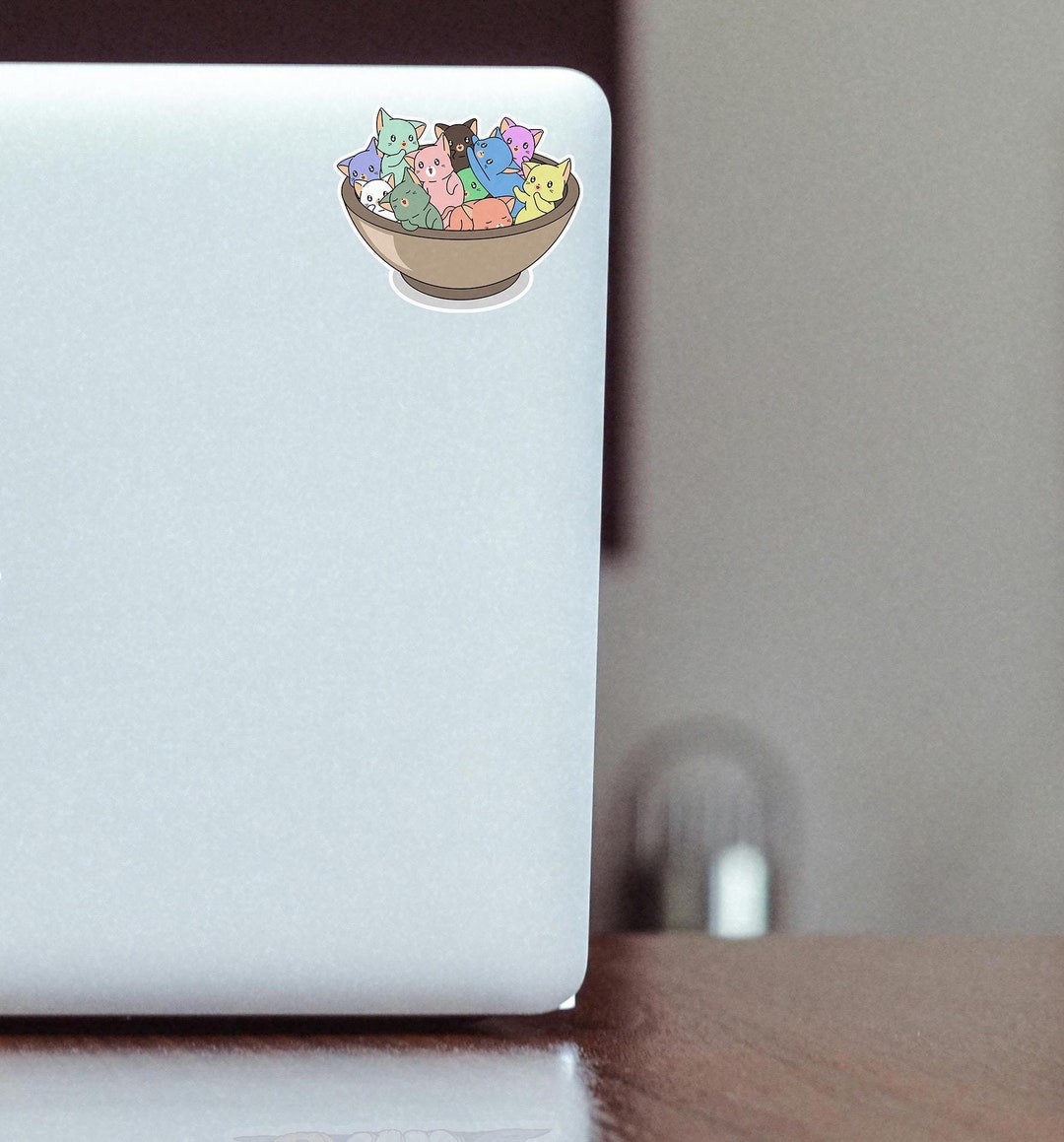 Cat Soup Bowl Vinyl Sticker Cute Sticker, Funny Sticker, Ramen. Holo ...