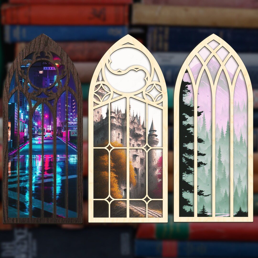 Bookshelf Fantasy Windows, Book Nook, Bookshelf Insert, Changeable ...