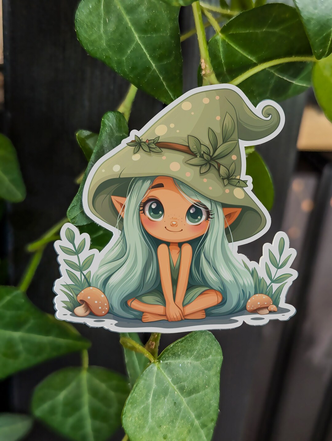 Cute Female Forest Elf Vinyl Sticker - Book Lover Sticker, Plant Lover ...