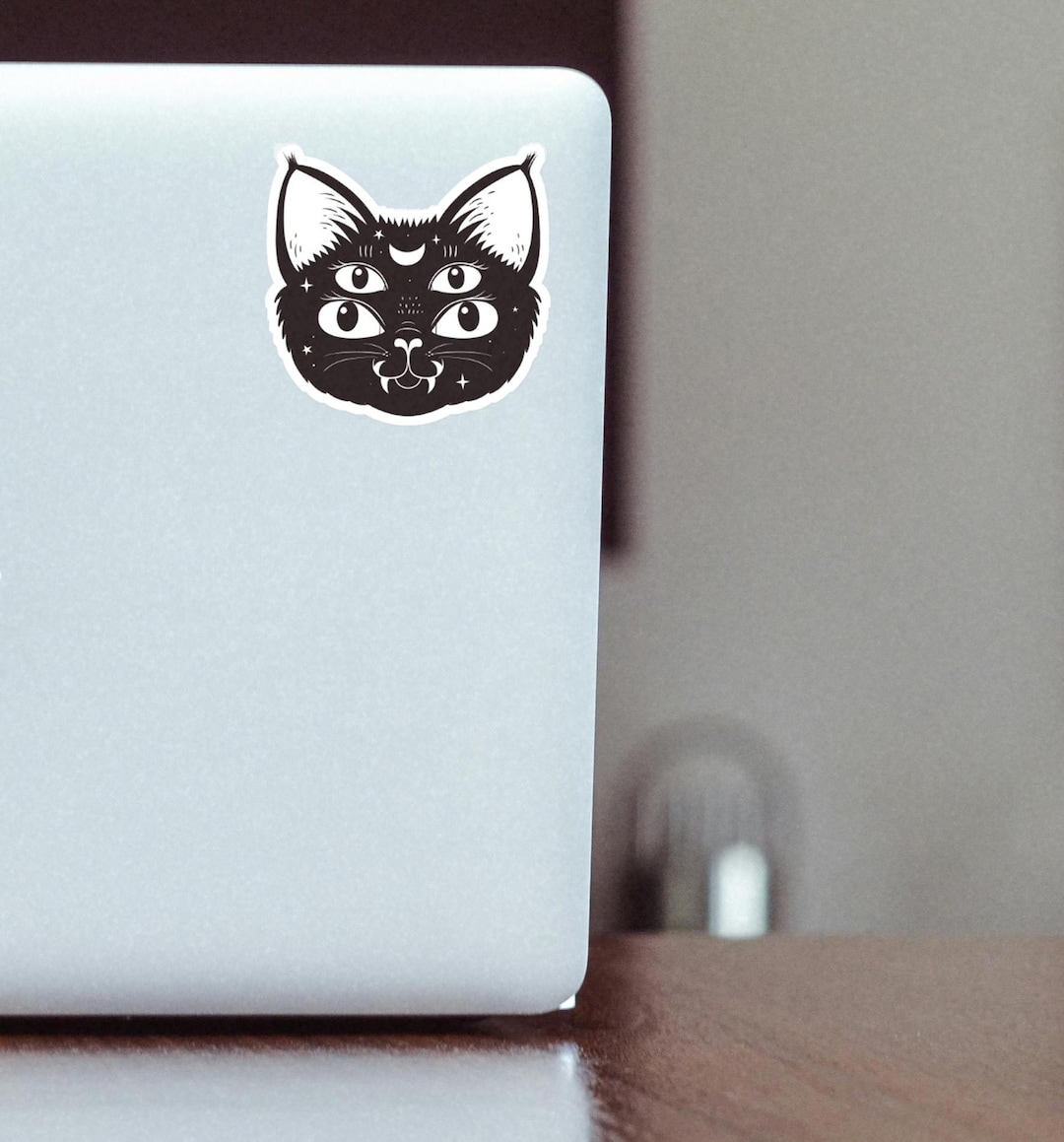 Four-eyed Cat Vinyl Sticker Spooky Season, Occult Sticker, Halloween ...