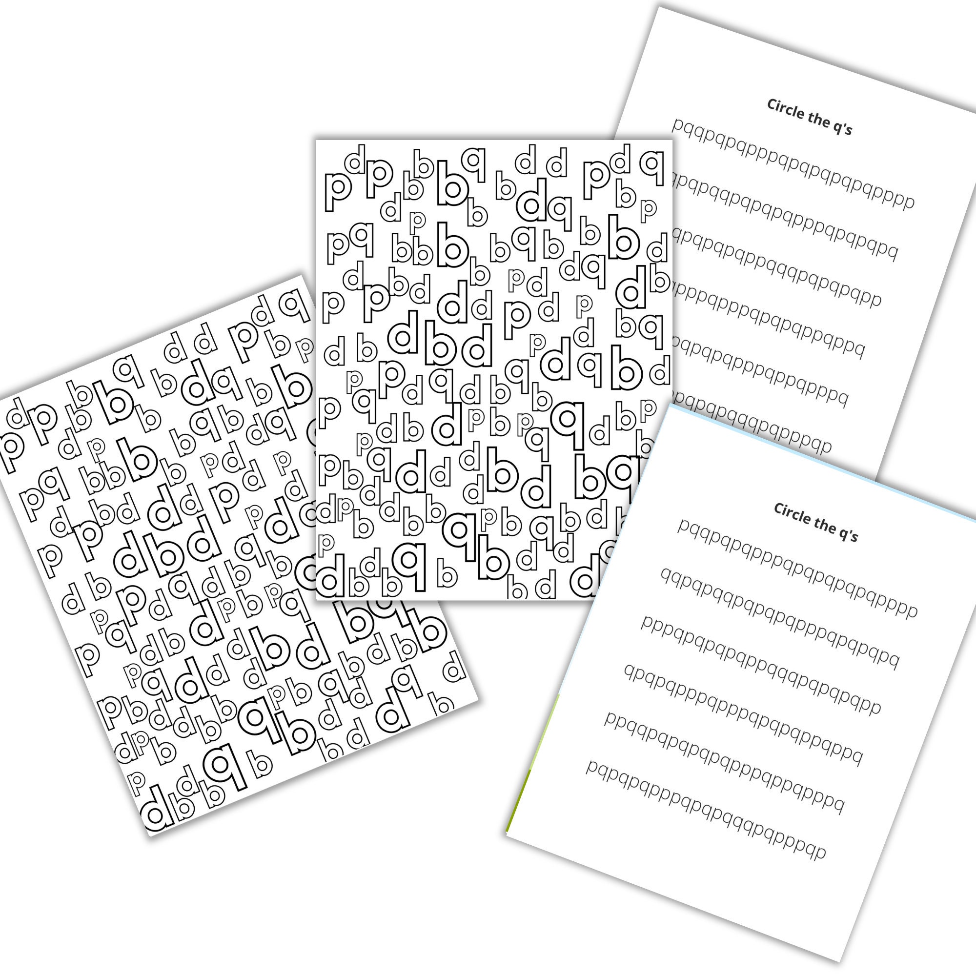 Letter Reversal Practice Circle and Color Worksheets Bdpq - Etsy