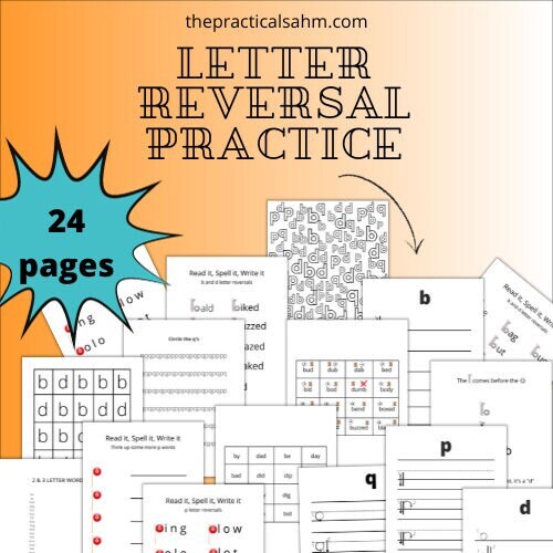 Letter Reversal Practice Circle and Color Worksheets Bdpq - Etsy