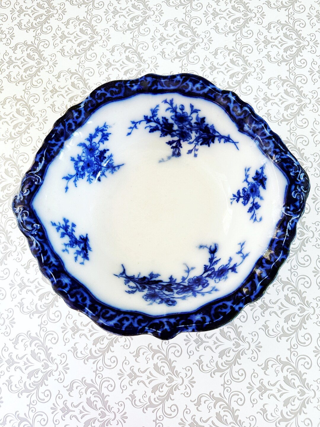 Antique Flow Blue Touraine Bowl by Stanley Pottery 1898, Large ...