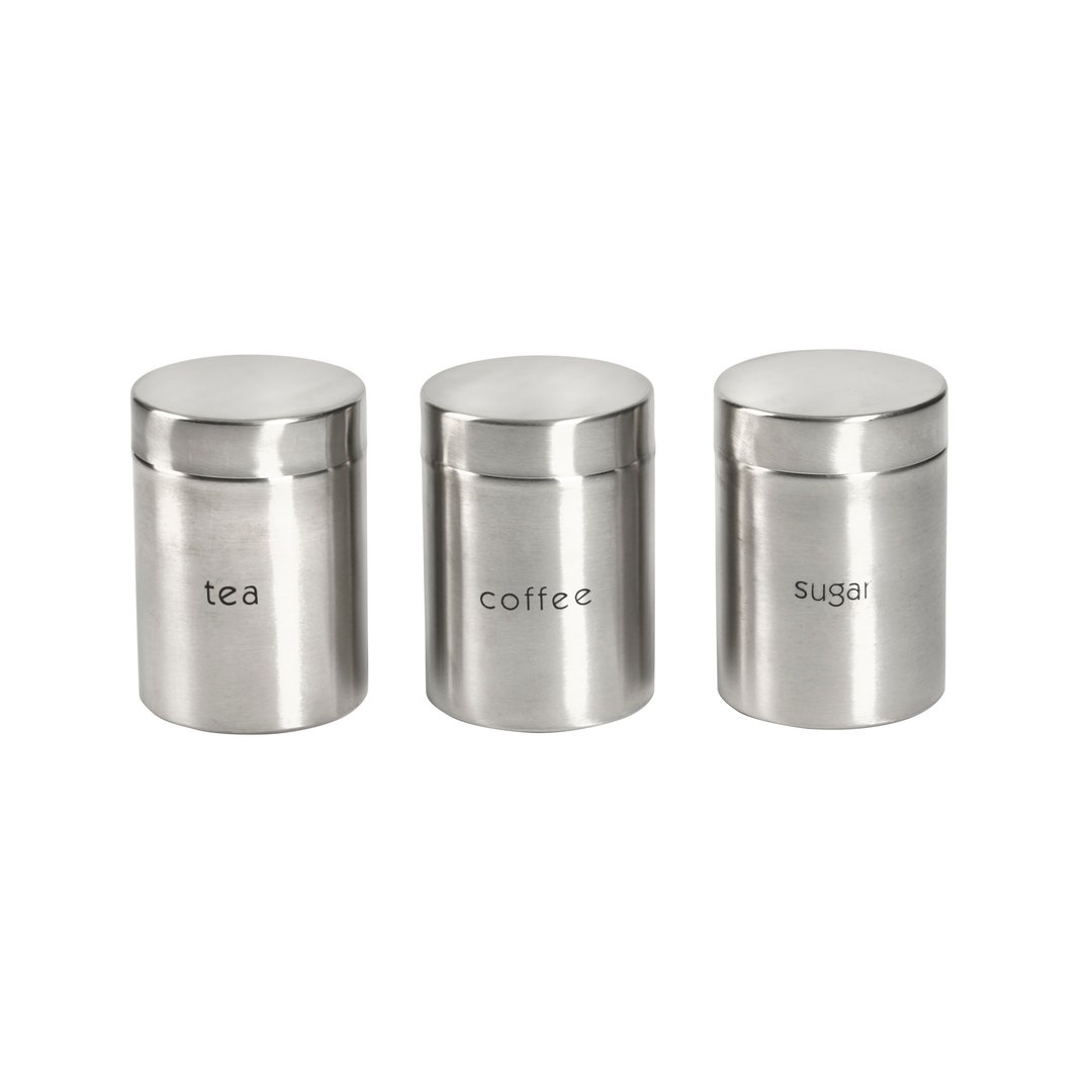 Canister Set of 3 Sugar, Coffee and Tea Stainless Steel - Etsy