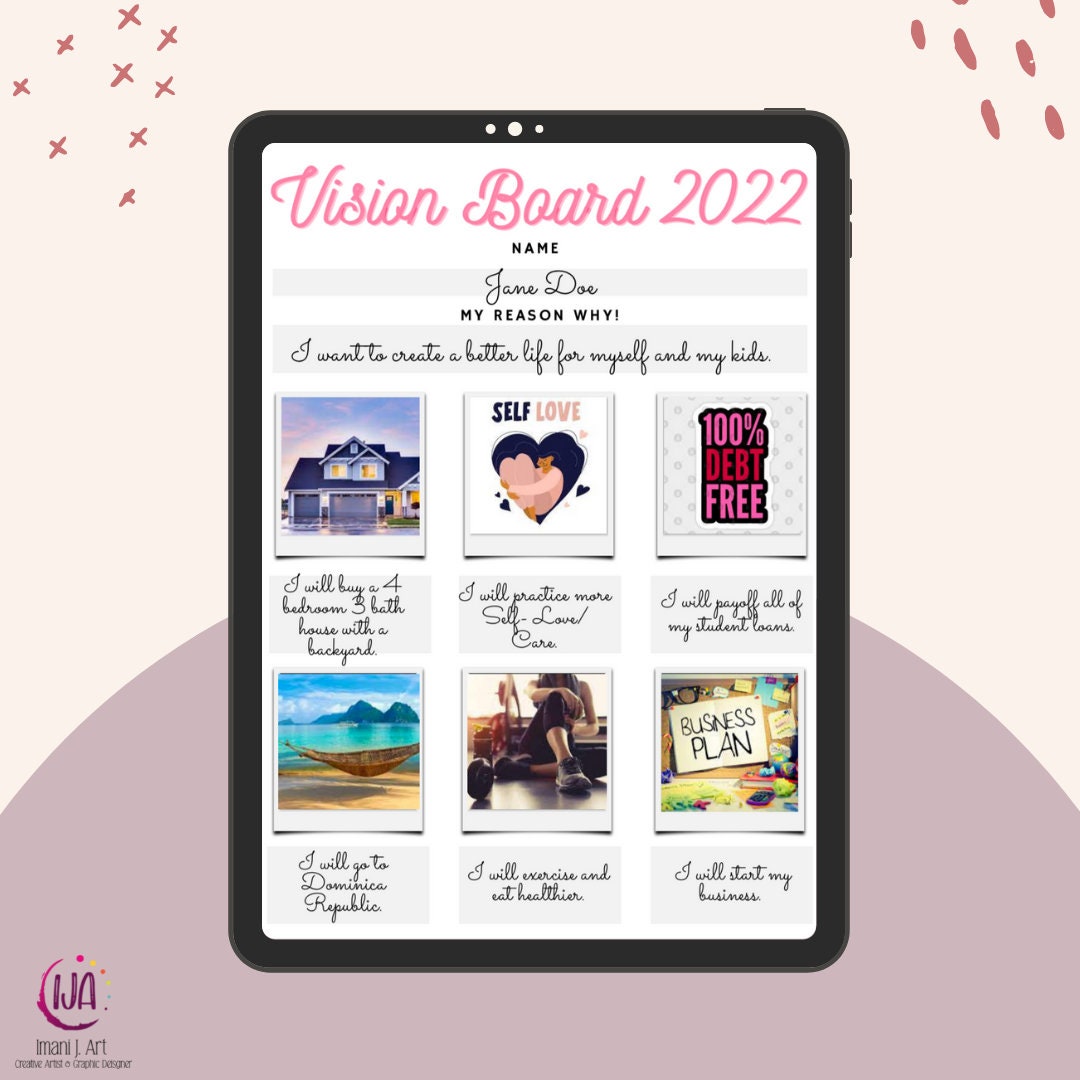 2022 Vision Board Printables, Digital Vision Board Kit, Goal Planner ...