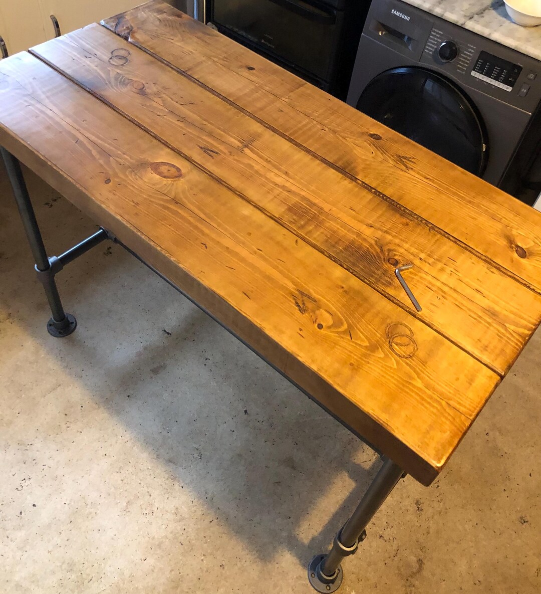 Chunky Breakfast Bar, High Dining Table, 70mm Rustic Timber, H90-h110cm ...