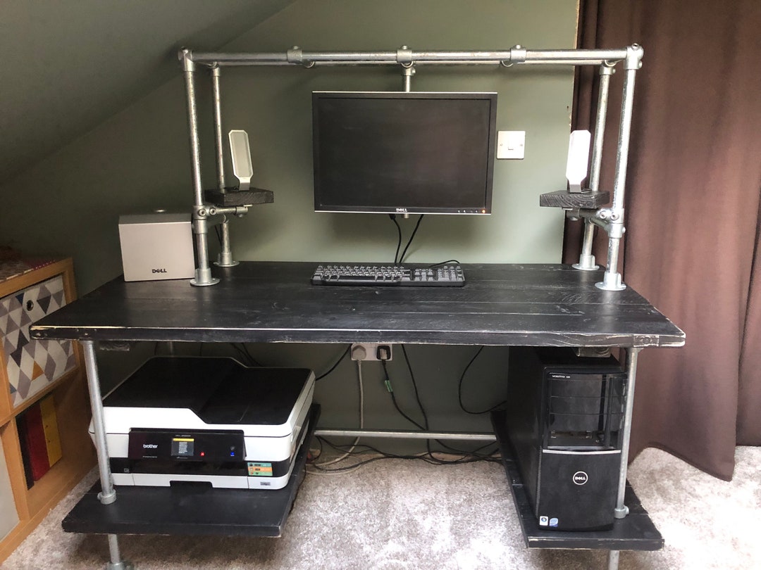 Gaming Station Home Office Computer Desk, Scaffold Board Top ...