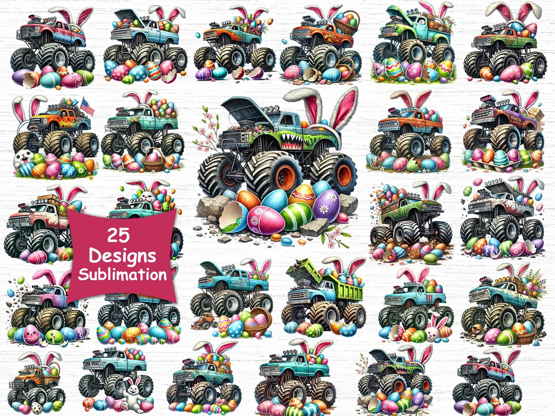 Easter Monster Truck Png Bundle, Easter Monster Truck Egg PNG, Easter ...