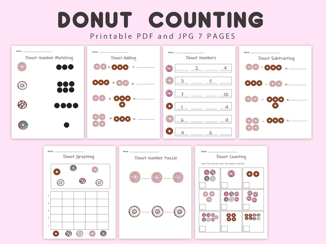 Donut Counting Template: Kids Printable Math Worksheet (PDF) - Etsy
