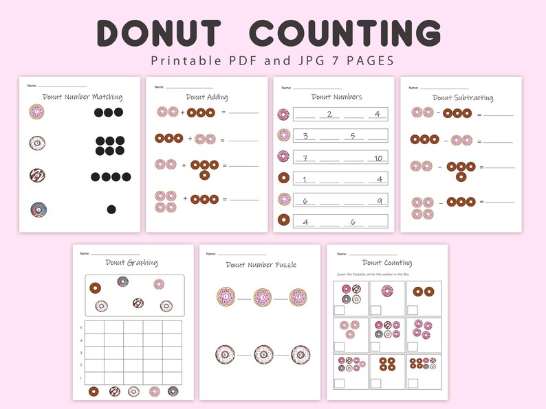 Donuts Counting Template, Counting Activity for Kids, Printable ...