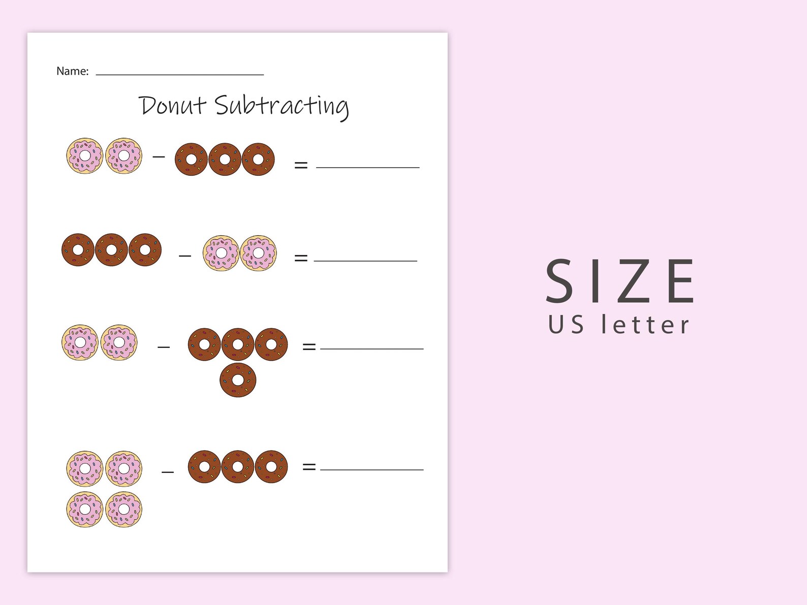Donut Counting Template: Kids Printable Math Worksheet (PDF) - Etsy