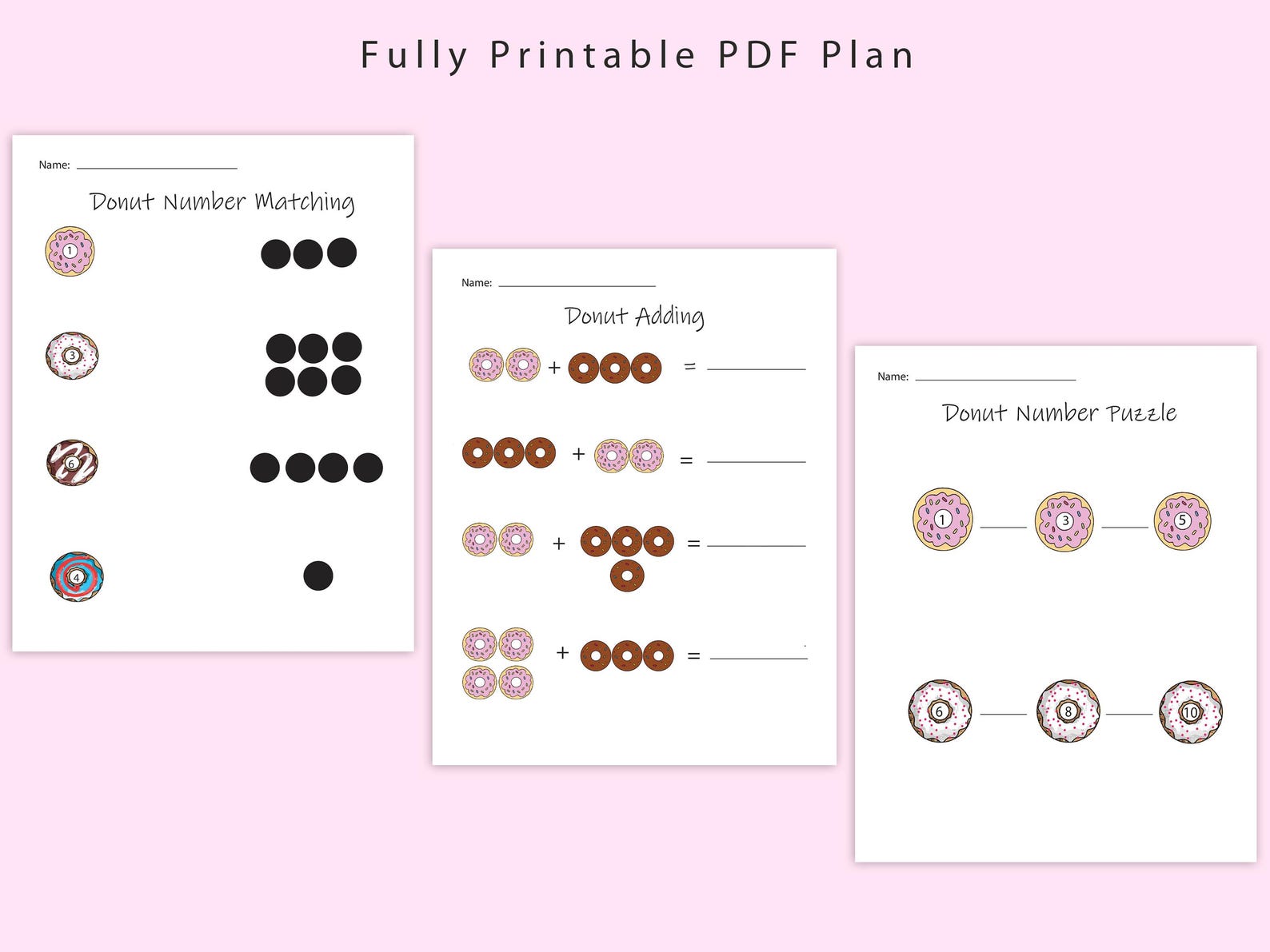 Donut Counting Template: Kids Printable Math Worksheet (PDF) - Etsy