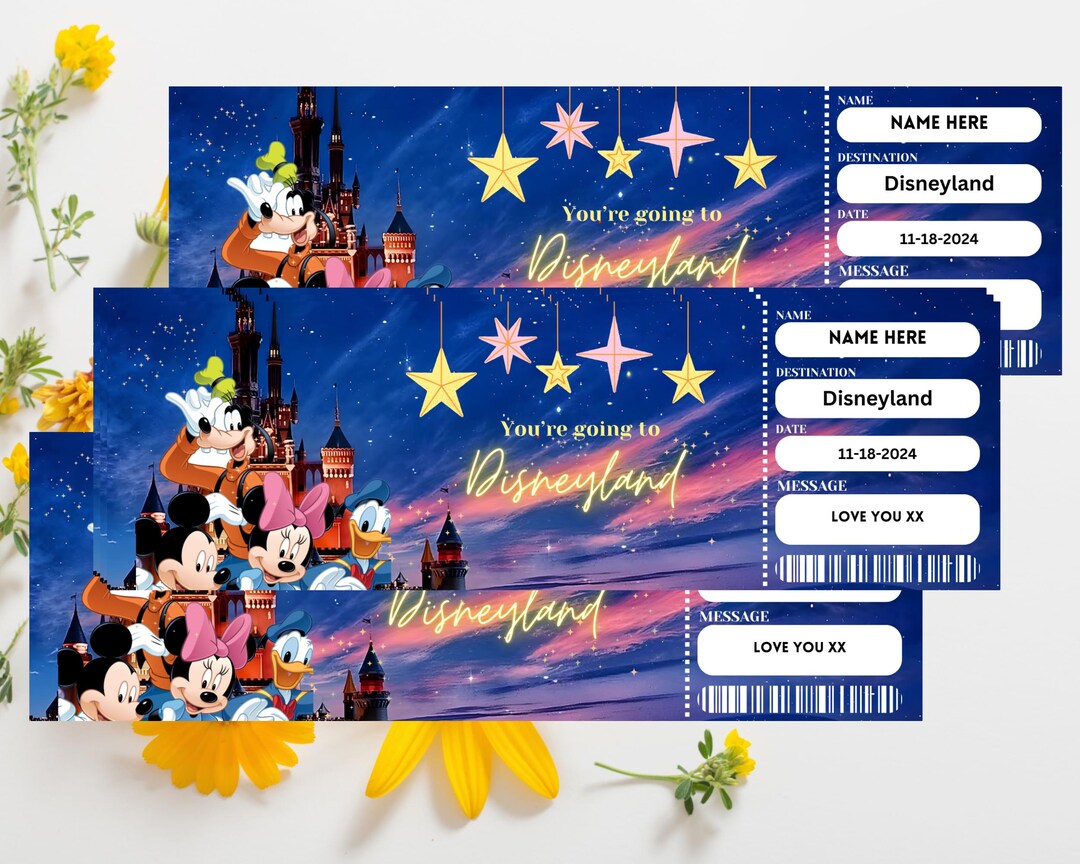 Printable Disneyland Surprise Ticket: Editable Vacation Reveal (digital ...