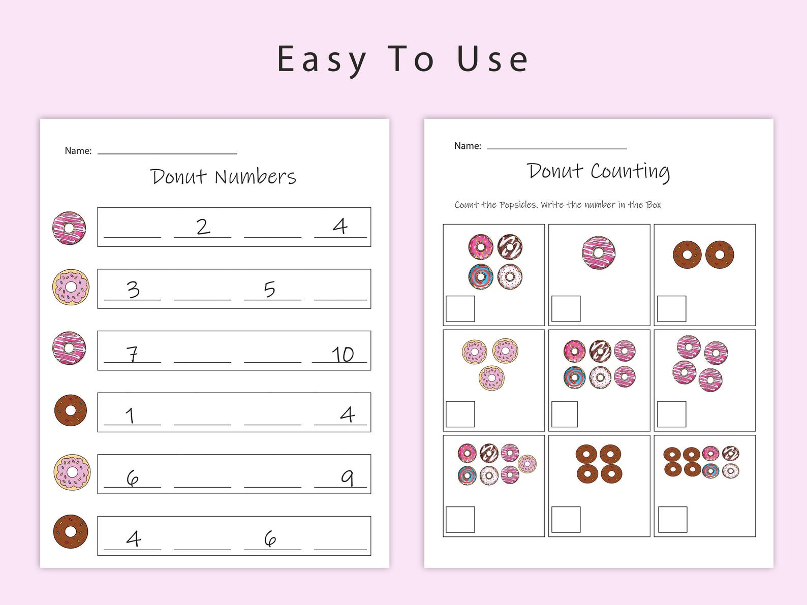 Donuts Counting Template, Counting Activity for Kids, Printable ...