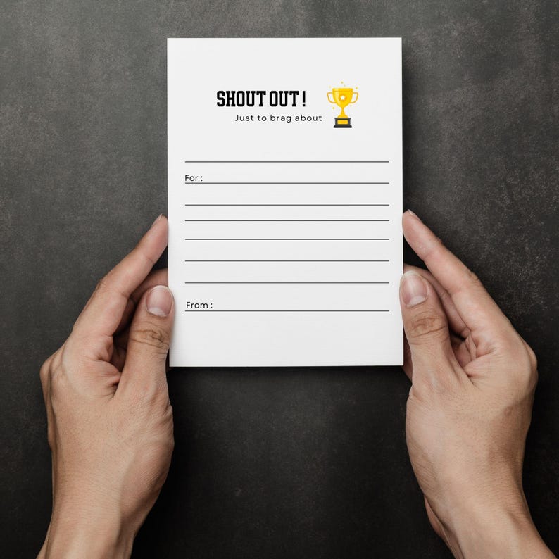 Employee Shout Out Cards, Staff Shout Out Form, Recognition Shout Out ...