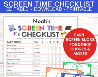 Screen Bucks Chart - Etsy