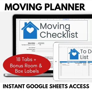 Moving Planner, Moving Spreadsheet, Moving Budget, Google Sheet Template, Moving Prep Kit ...