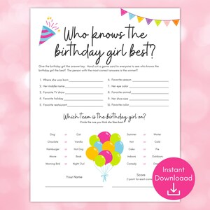 Who Knows the Birthday Girl Best, How Well Do You Know Her, Pink ...