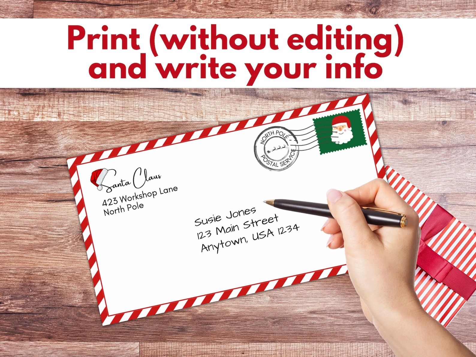 Printable Santa Claus Envelope, Letter From Santa Envelope, Santa ...