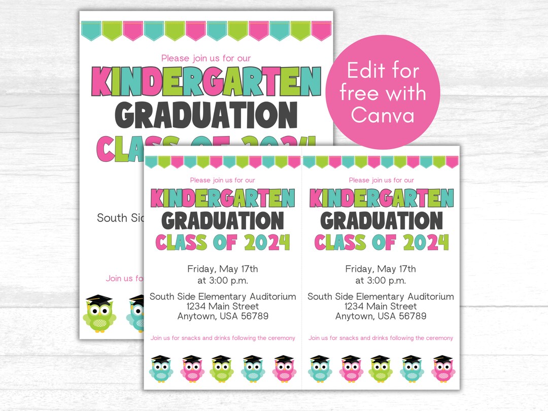 Kindergarten Graduation Invitation, Editable Kindergarten Graduation ...