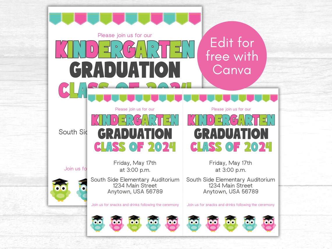 Kindergarten Graduation Invitation, Editable Kindergarten Graduation ...