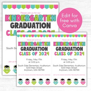 Kindergarten Graduation Invitation, Editable Kindergarten Graduation ...