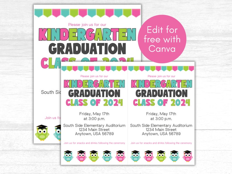 Kindergarten Graduation Invitation, Editable Kindergarten Graduation ...