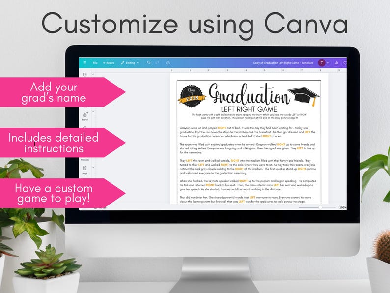 2025 Graduation Left Right Game, Graduation Pass the Prize Game ...