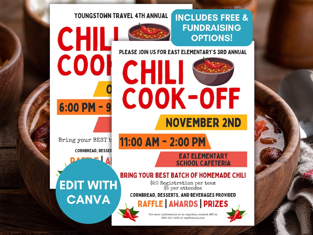 Editable Chili Cook off Flyer, Chili Cook off Invitation, Office Chili ...